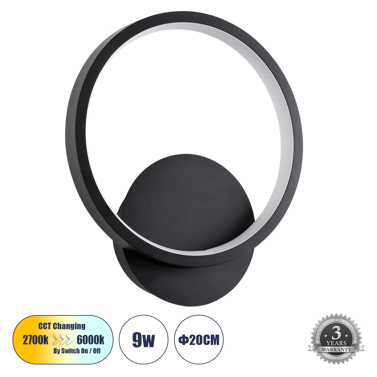 GloboStar® TED 61070 Wall Lamp - Sconce Design LED CCT 9W 1080lm 300 ...